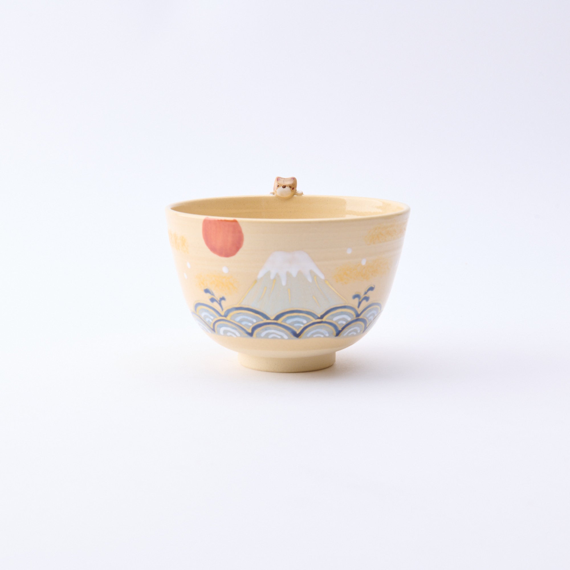 Mt. Fuji and Peeking Shiba Inu Matcha Bowl