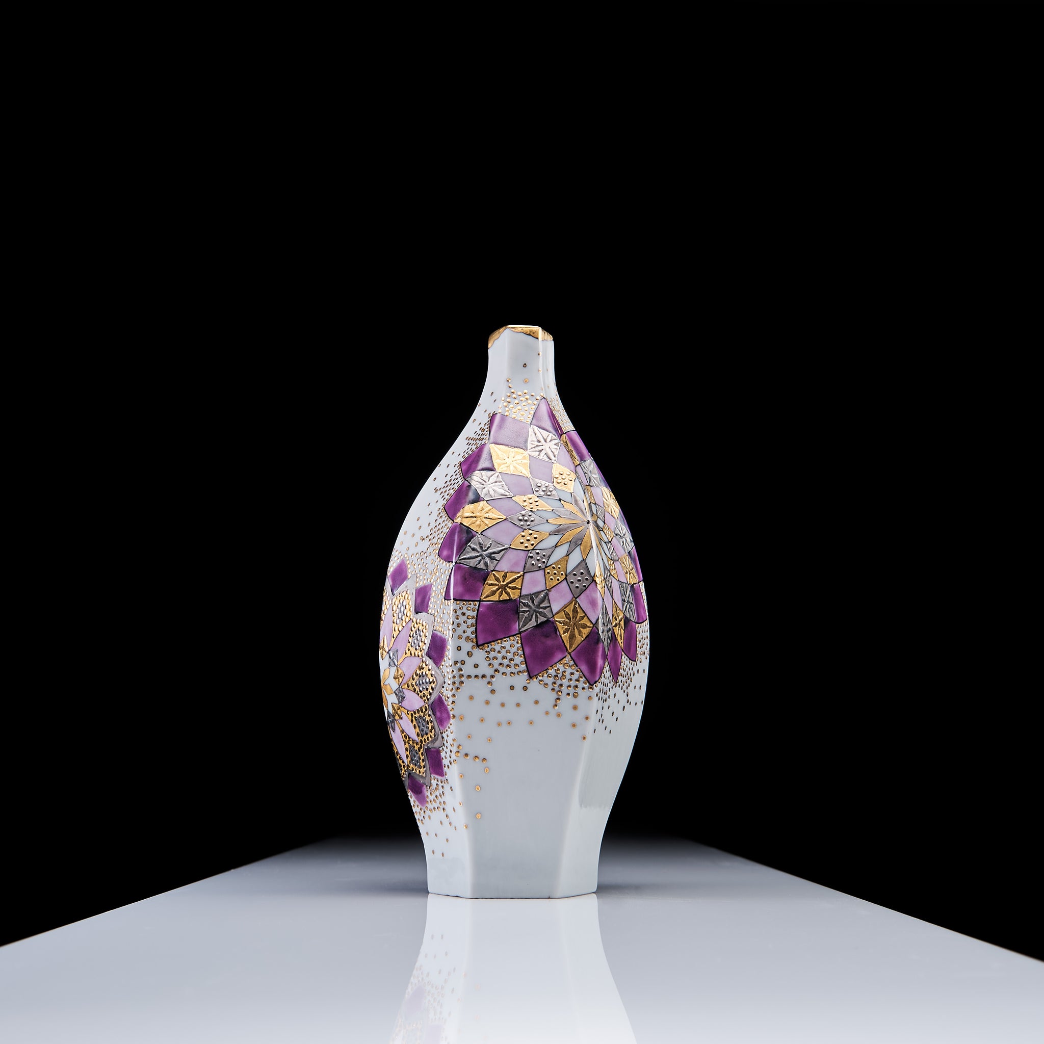 Purple Kaleidoscope Bloom Japanese Single Flower Vase