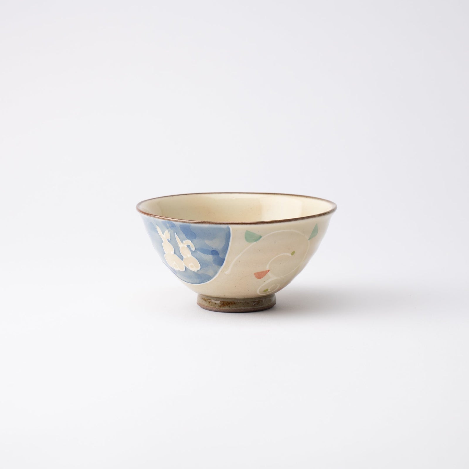 Indigo Blue Rabbit Children's Large Japanese Rice Bowl