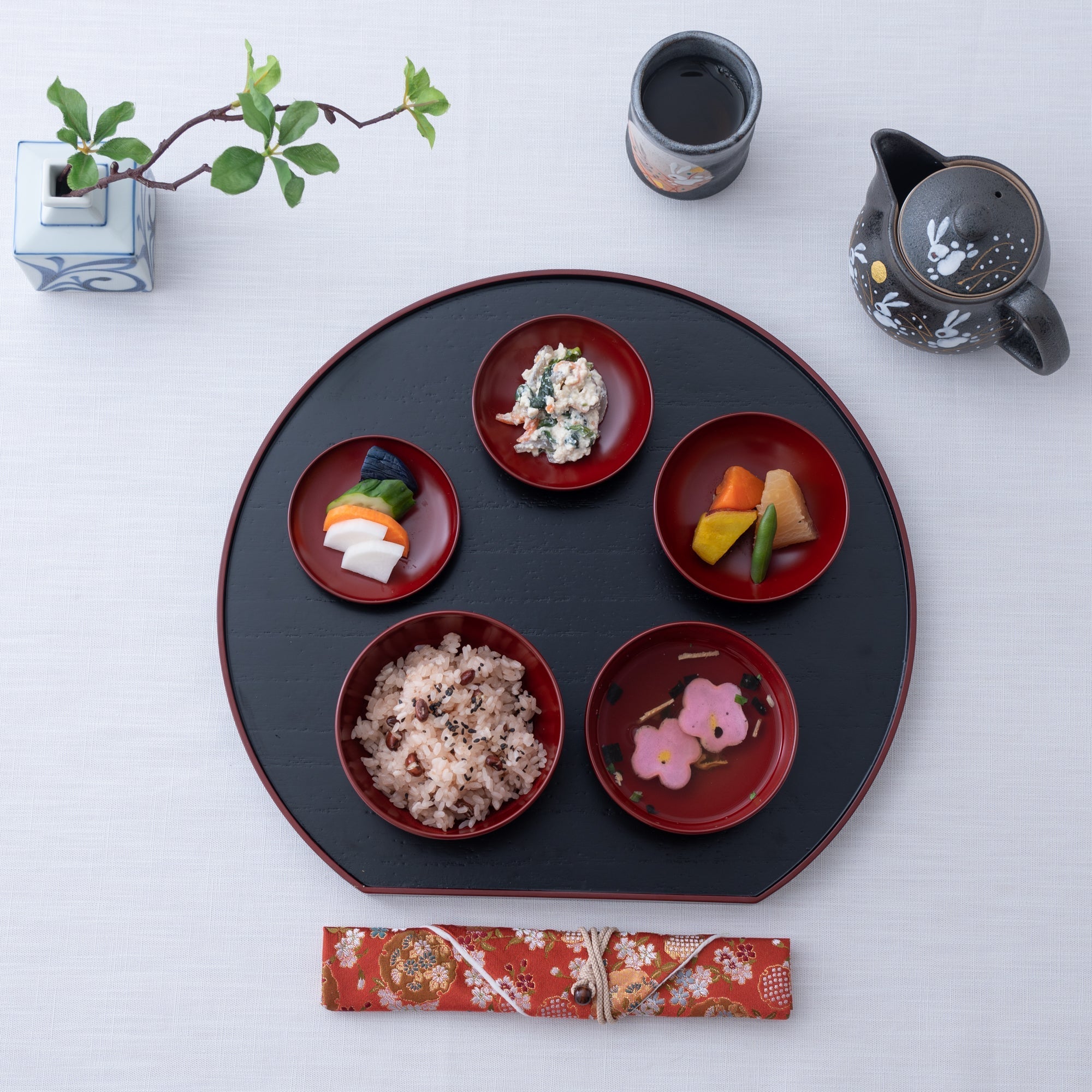 Red Lacquered Oryoki Bowl Set