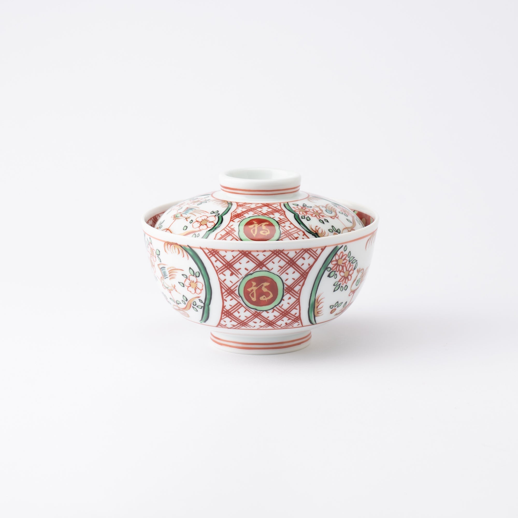 Akae Flower and Bird Kobachi Small Bowl With Lid