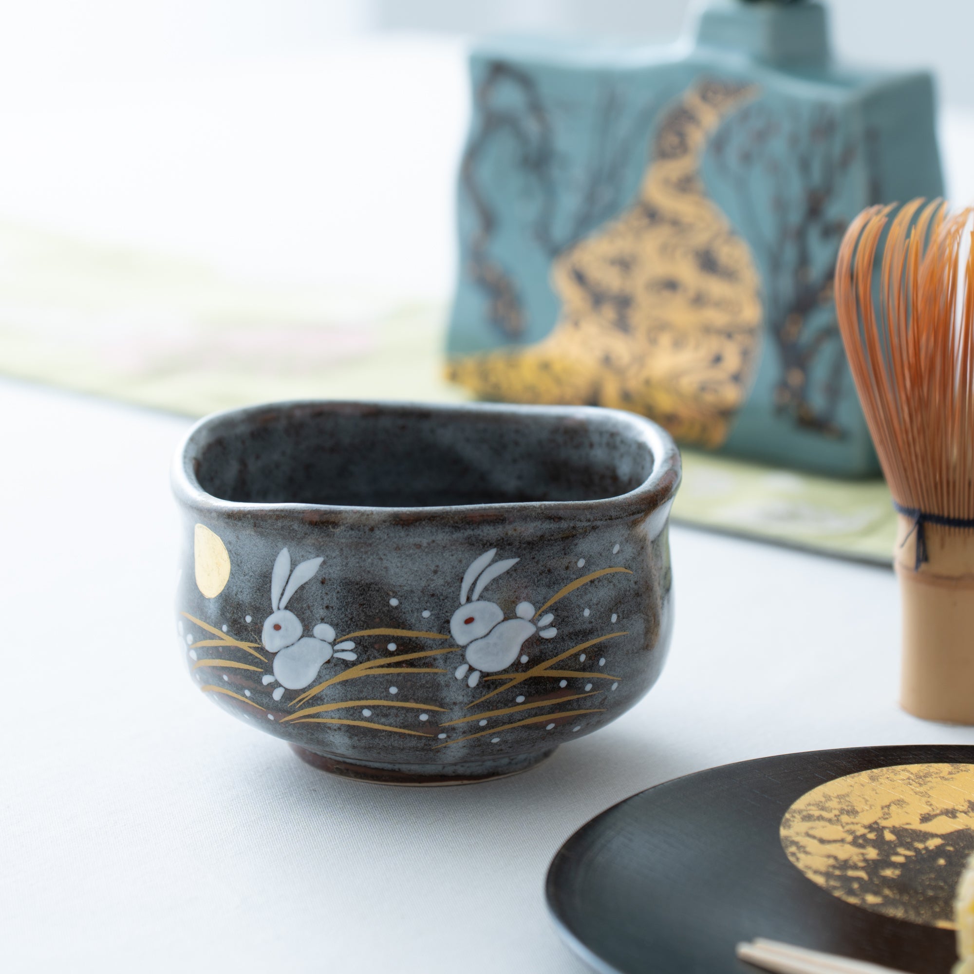 Golden Moon and Rabbit Matcha Bowl