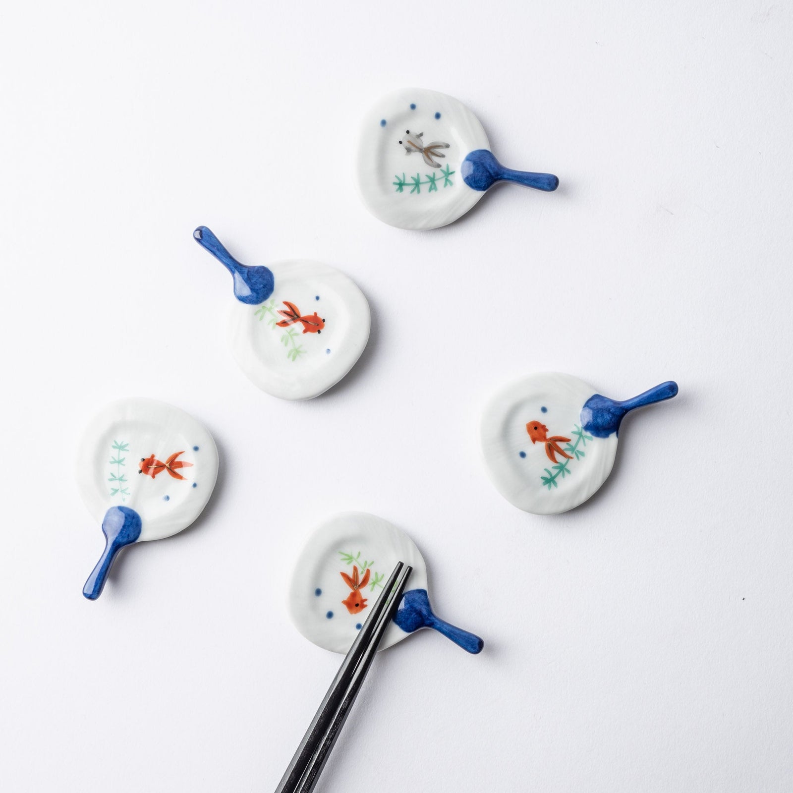 Goldfish Paper Fan Chopstick Rest Set