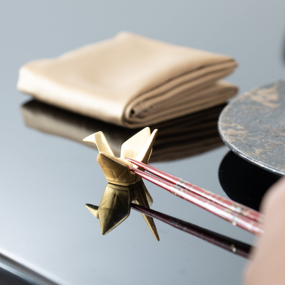 Golden Crane Chopstick Rest Pair