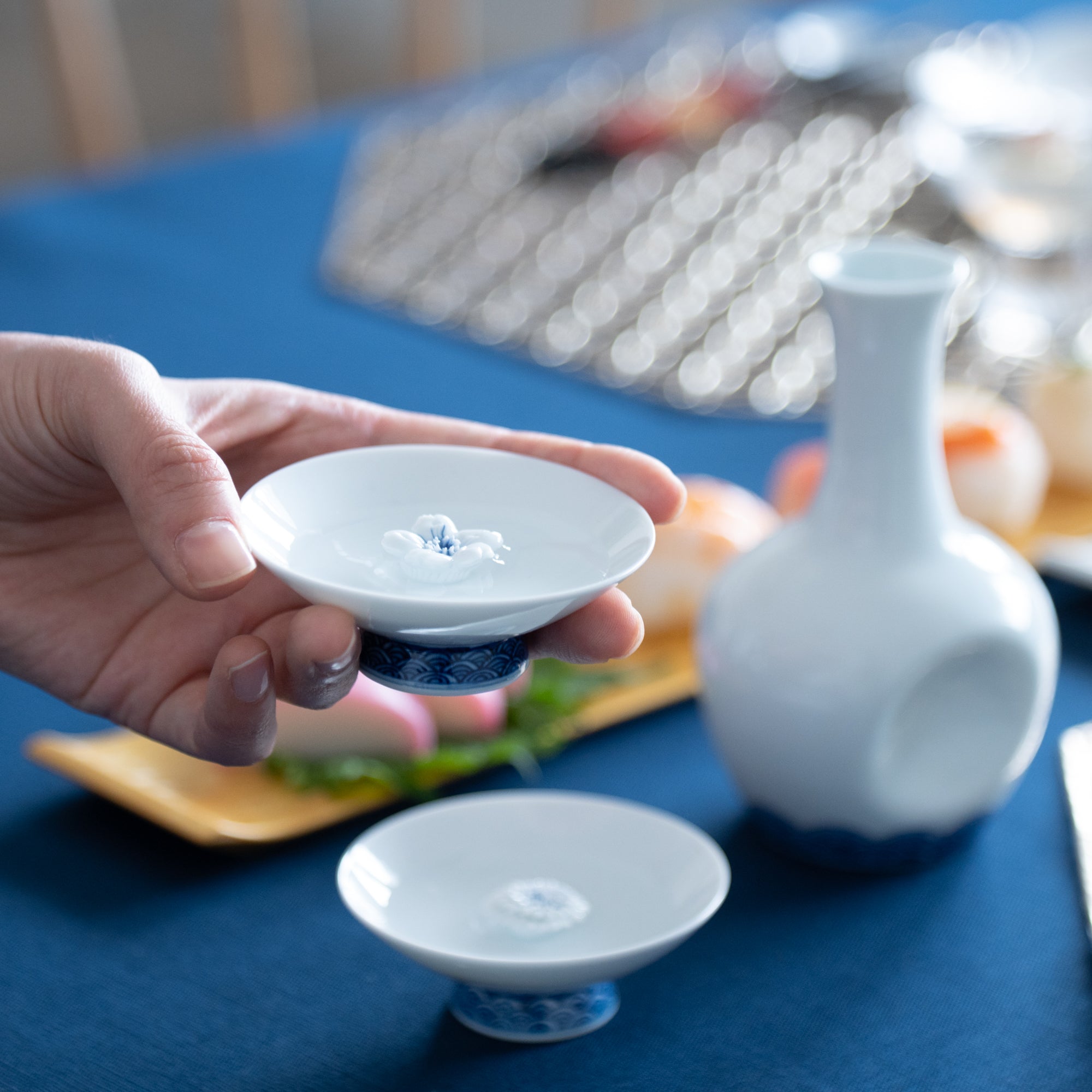 Floating Sakura Sakazuki Flat Sake Cup