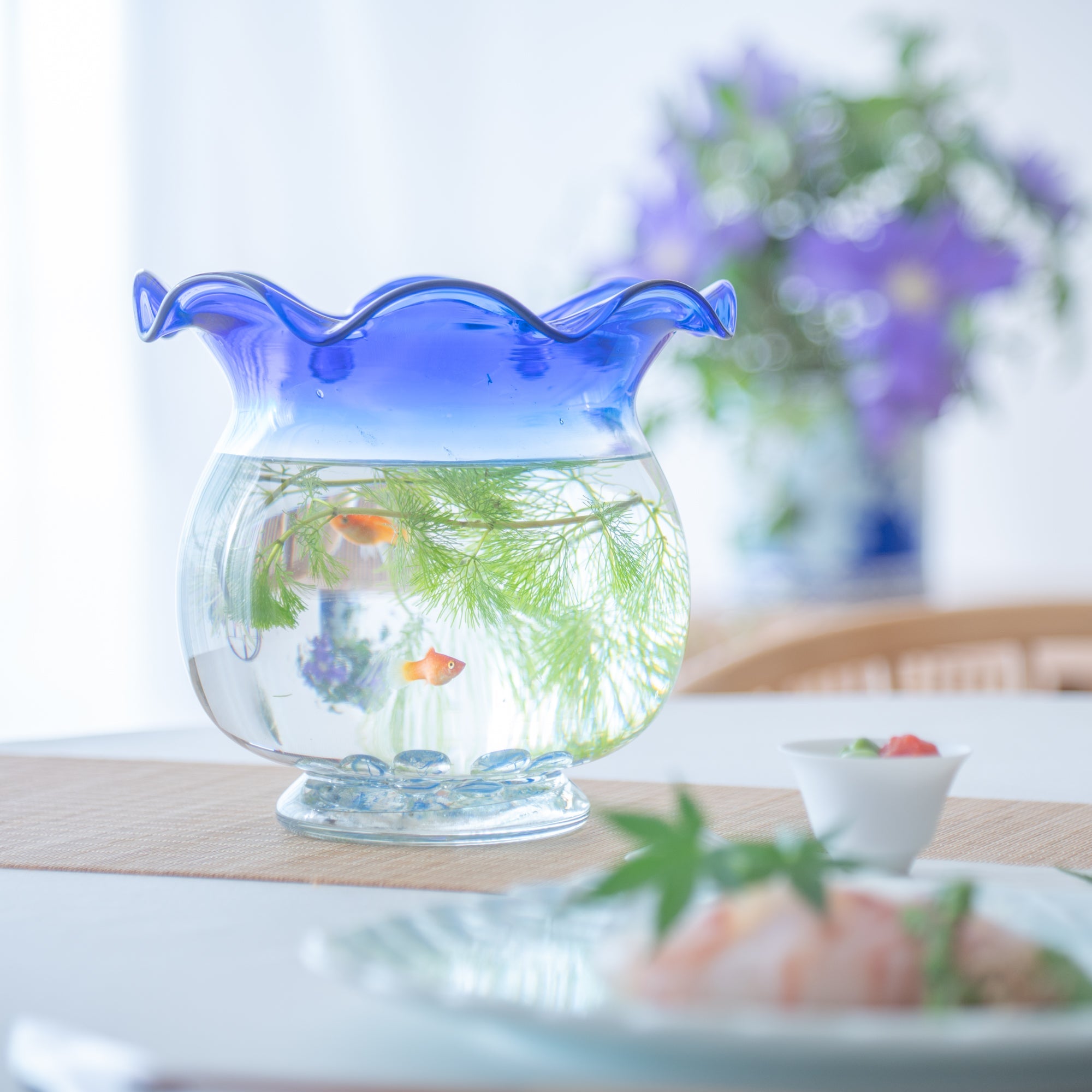 Blue Rim Goldfish Bowl