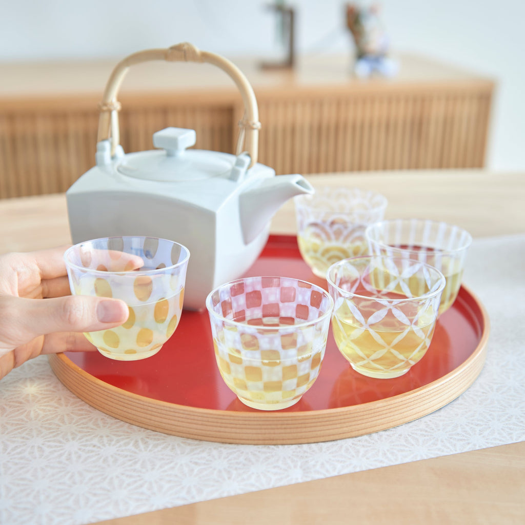 Hirota Taisho Roman Edo Glass Japanese Teacup Set | MUSUBI KILN ...