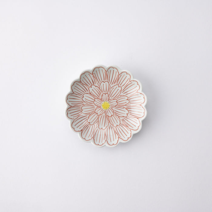 Red Peony Chrysanthemum-Shaped Sauce Plate