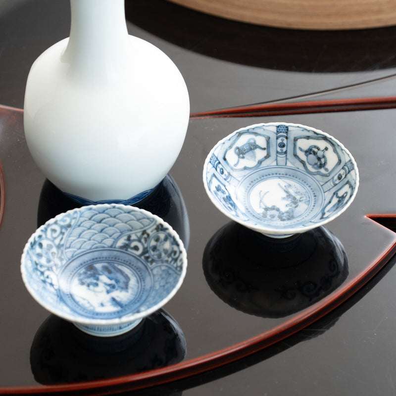 Myousen Toubou Auspicious Flower and Bird Kutani Sakazuki Flat Sake Cu ...