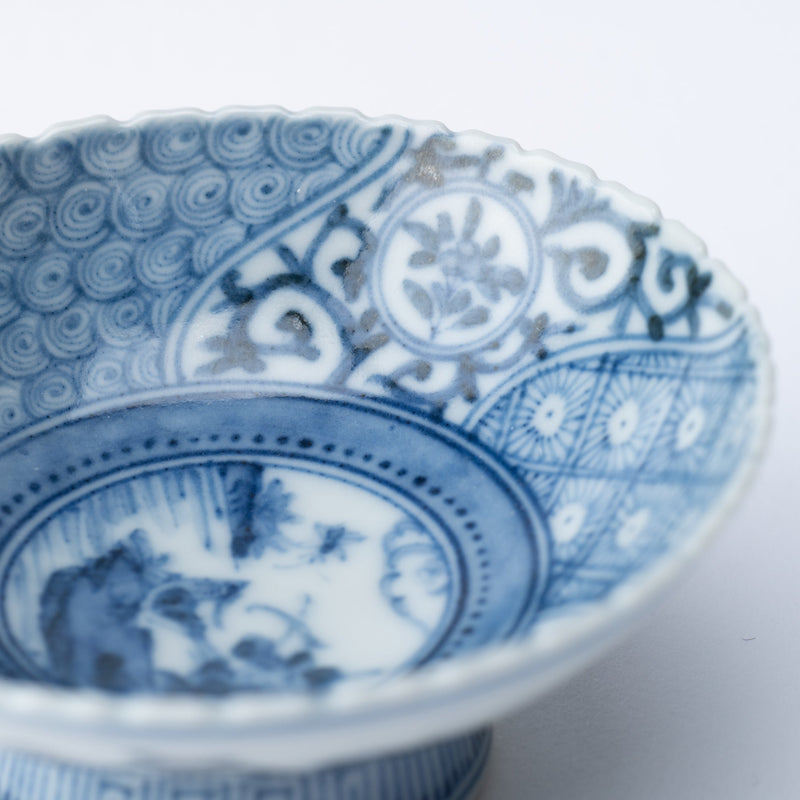 Myousen Toubou Auspicious Flower and Bird Kutani Sakazuki Flat Sake Cu ...
