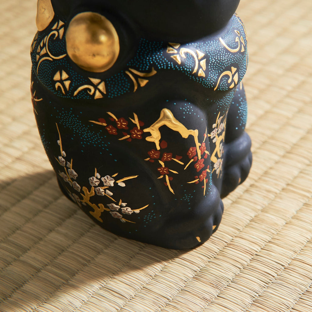 Nakada Kingyoku Morikin Aochibu Plum Blossom Pattern Lucky Cat | MUSUBI ...