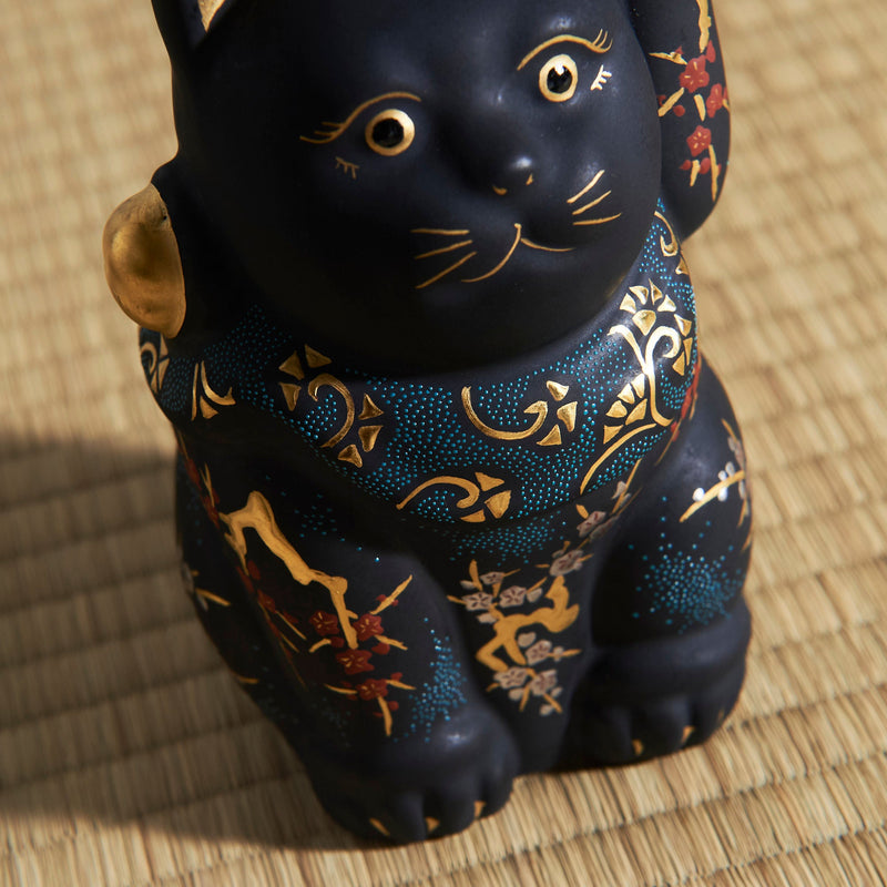 Nakada Kingyoku Morikin Aochibu Plum Blossom Pattern Lucky Cat | MUSUBI ...