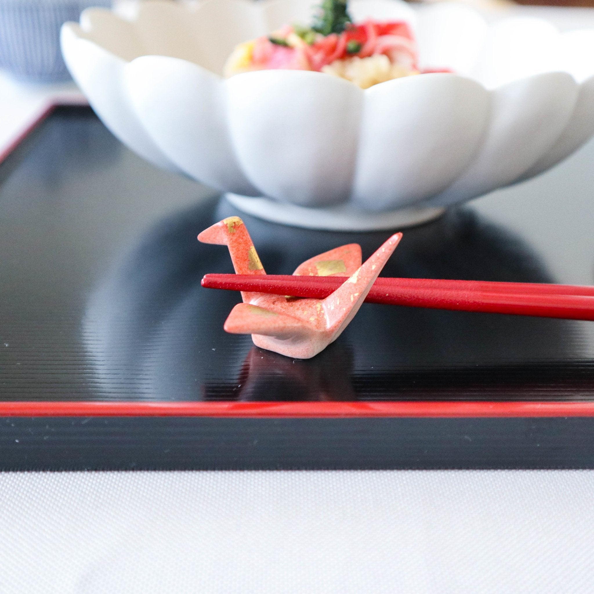 Origami Crane Kutani Chopstick Rest Set | MUSUBI KILN | Handmade ...
