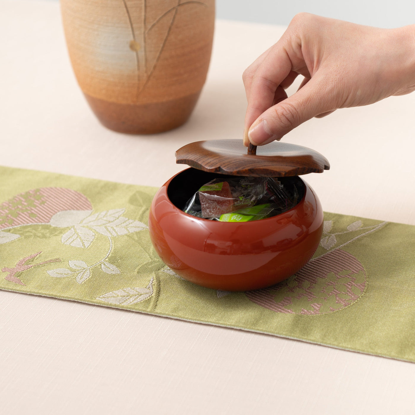 Persimmon Yamanaka Lacquerware Candy Box