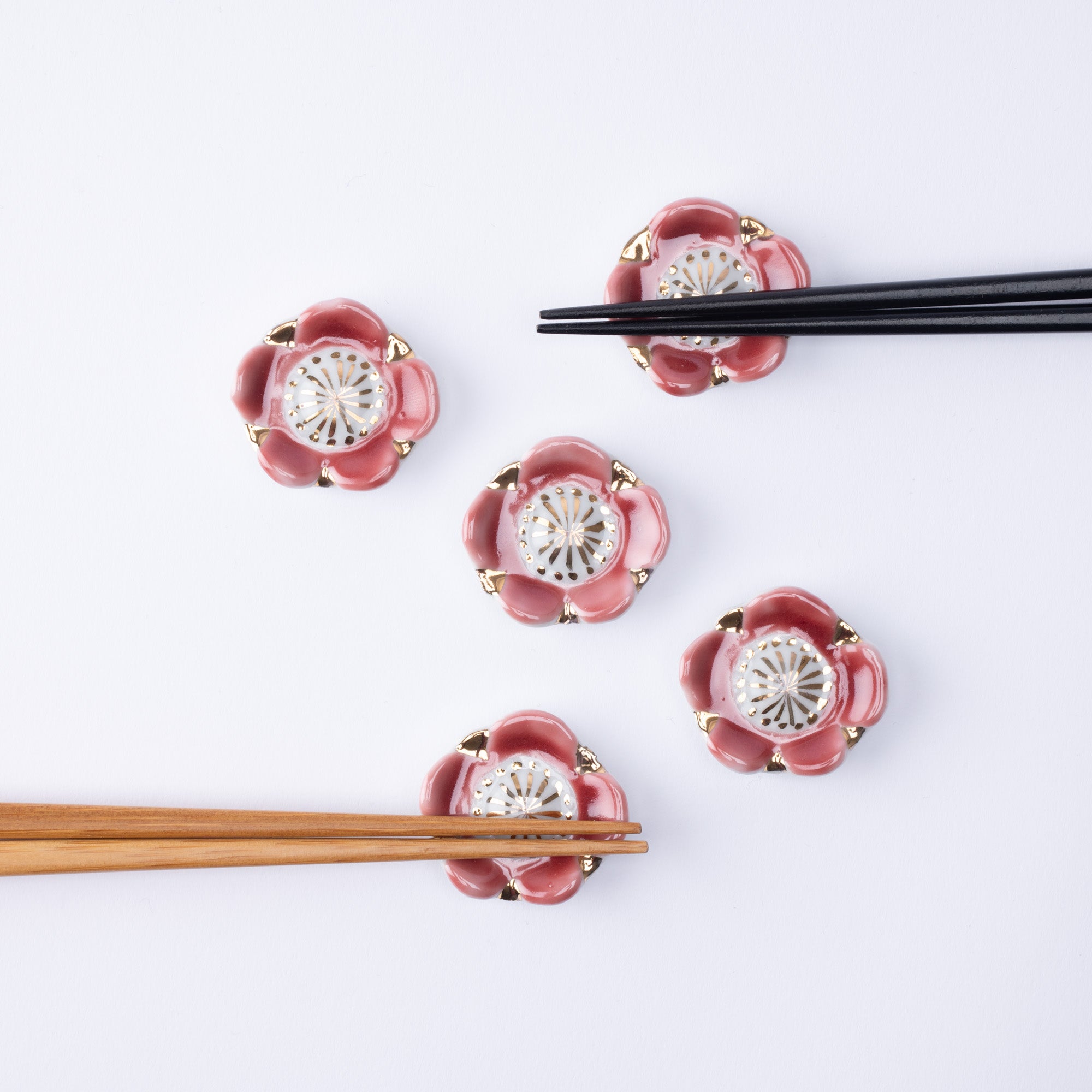 Pink Plum Blossom Chopstick Rest Set