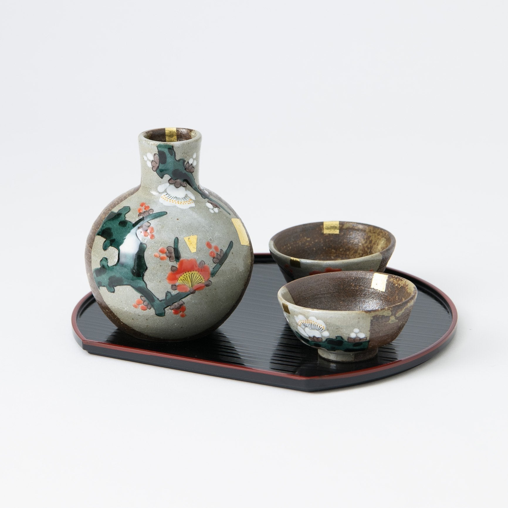 Plum Flower with Gold Leaf Sake Set