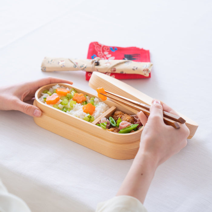 Natural Wood-Grain Oblong Bento Box