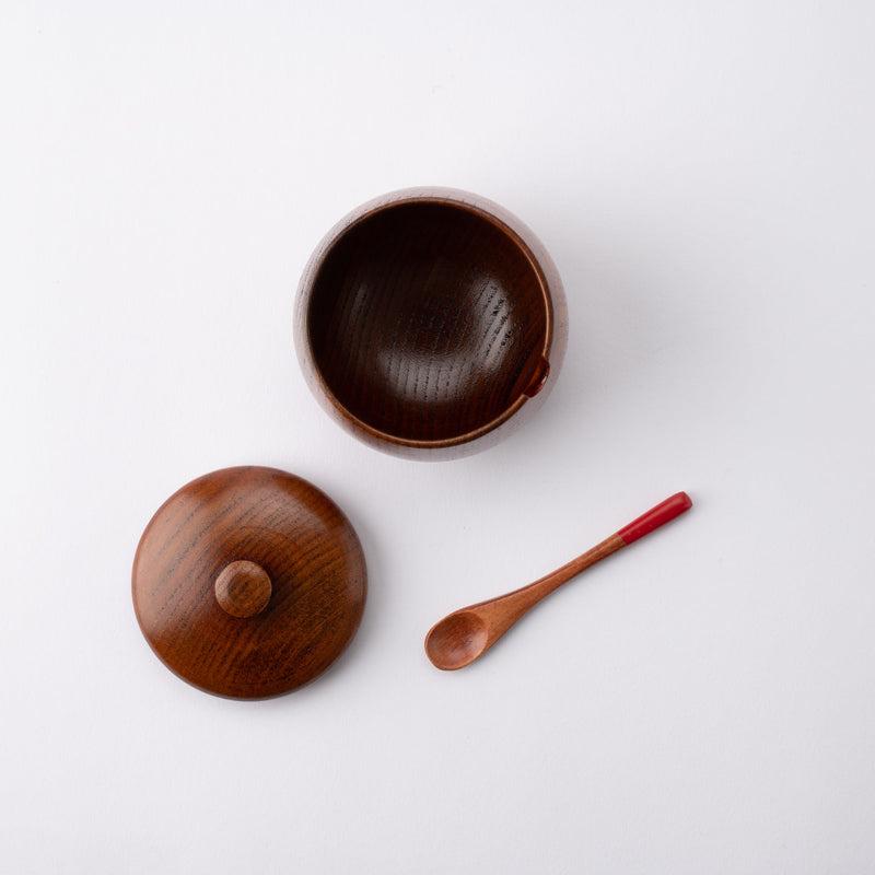 Wood Grain Yamanaka Lacquerware Spice Container With Spoon | MUSUBI ...