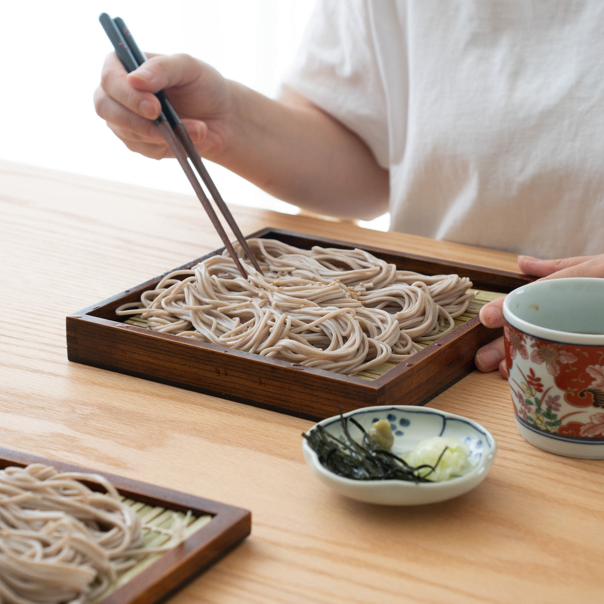 Square High-Rimmed Japanese Soba Tray