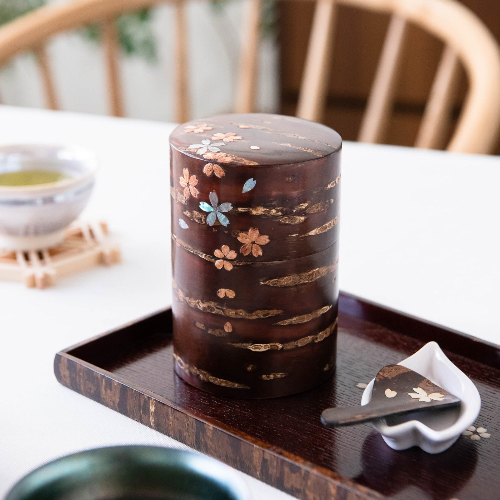 Shell Inlay Sakura Tea Canister